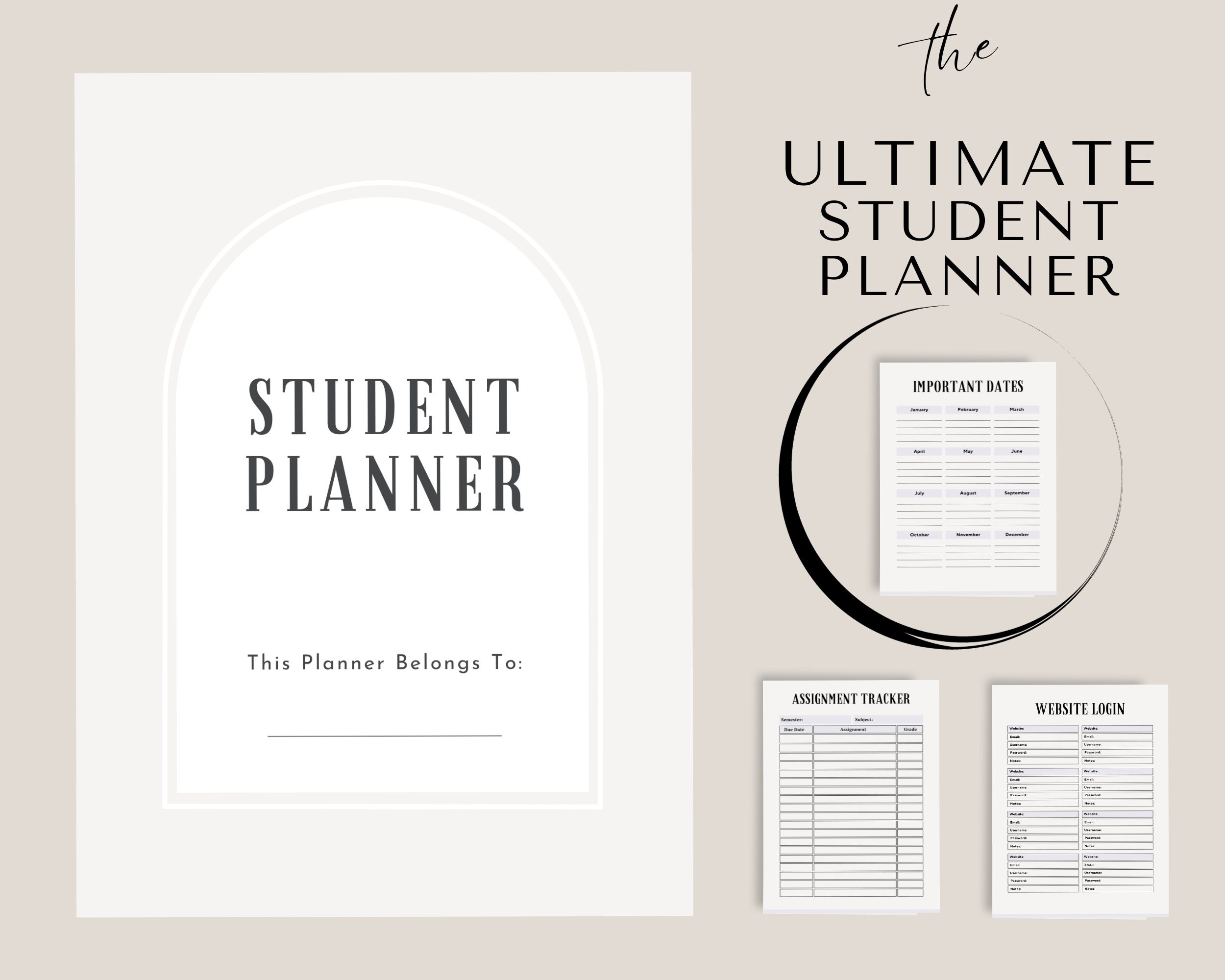 Student Planner, Printable Academic Planner, Editable College Planner ...