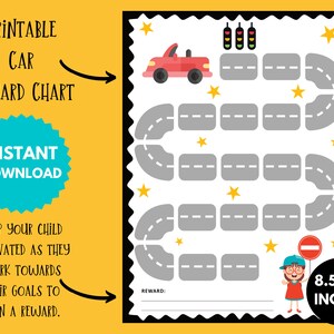 Car Reward Chart for Kids, Behavior Chart Printable, Daily Chore Chart ...