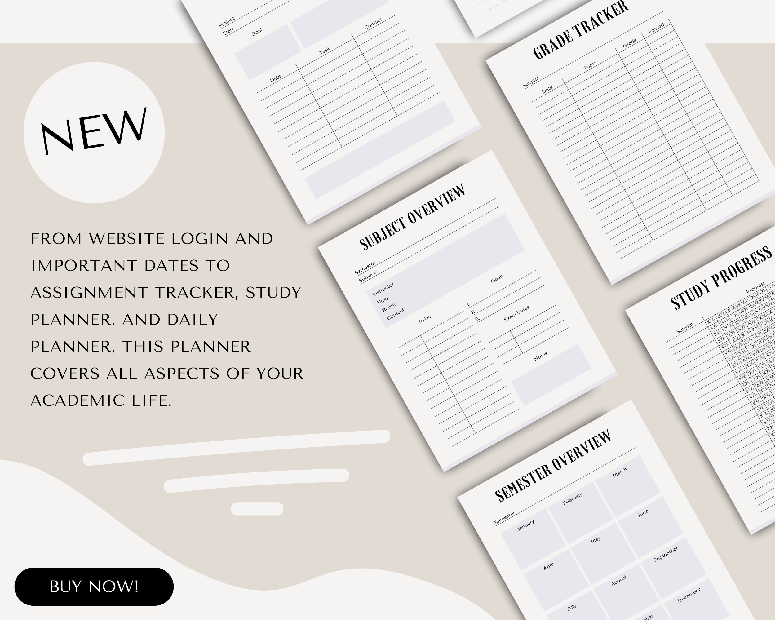 Student Planner, Printable Academic Planner, Editable College Planner ...