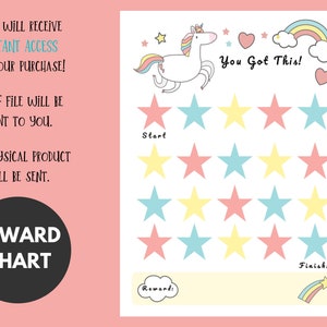 Unicorn Reward Chart for Girl, Rainbow Behavior Chart, Daily Chore ...
