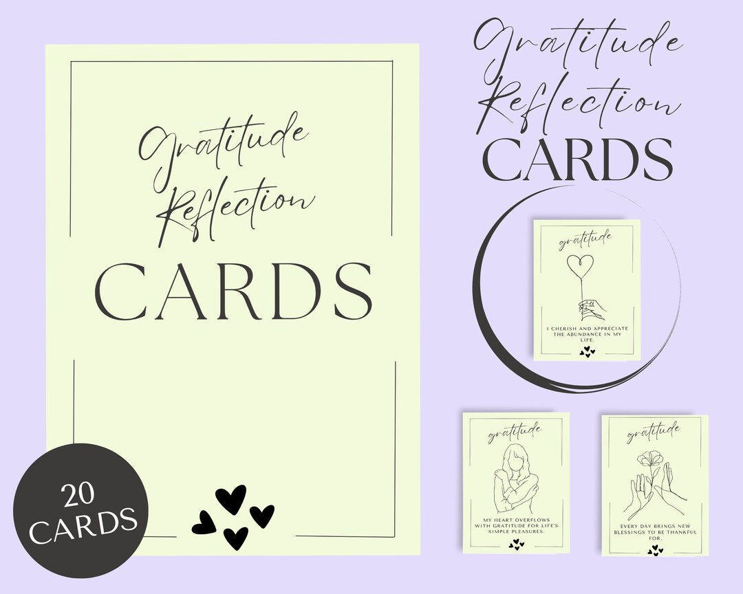 Gratitude Reflection Affirmation Cards, Printable Affirmation Card Deck ...