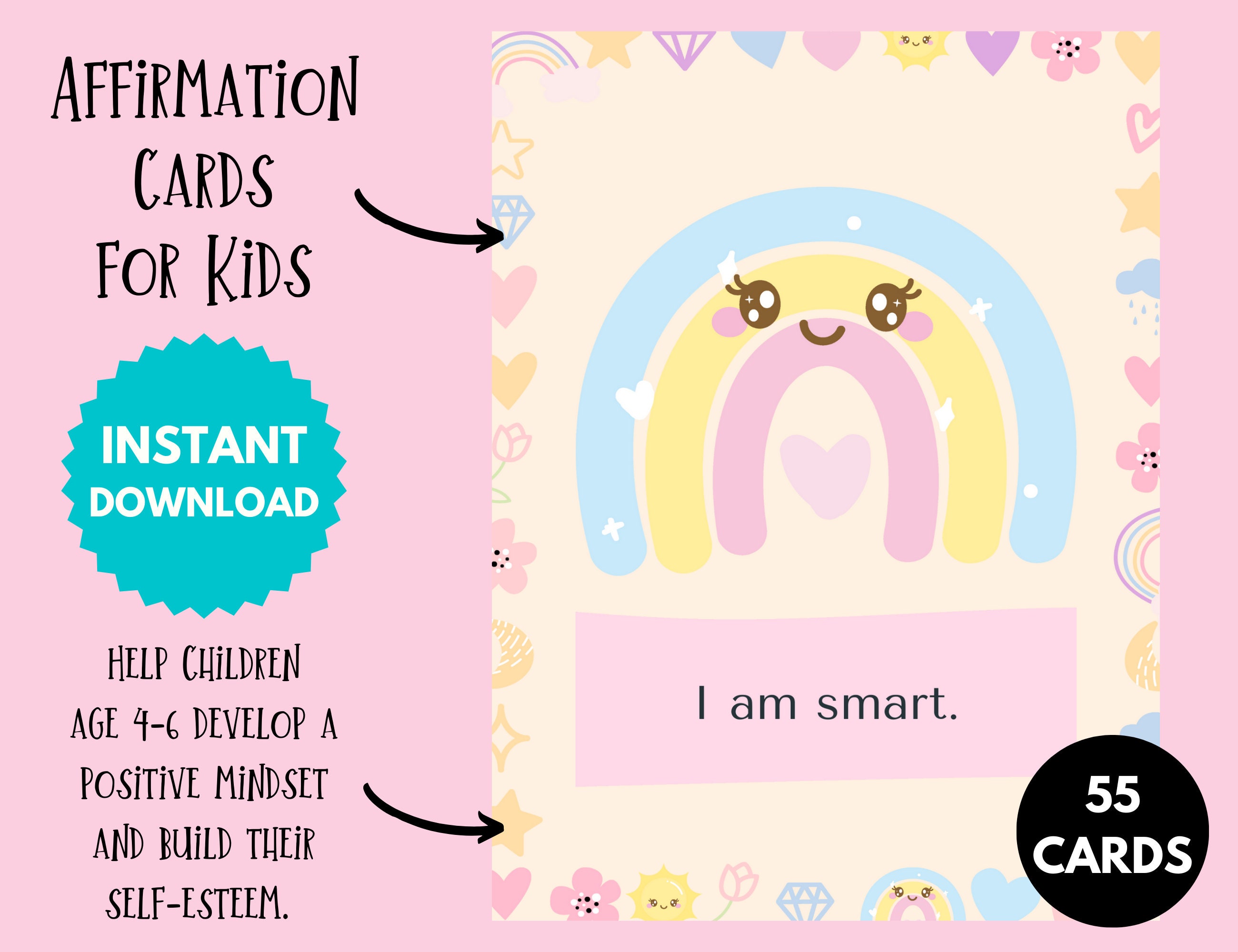 Printable Affirmation Cards for Kids Ages 4-6, Positive, Motivational ...