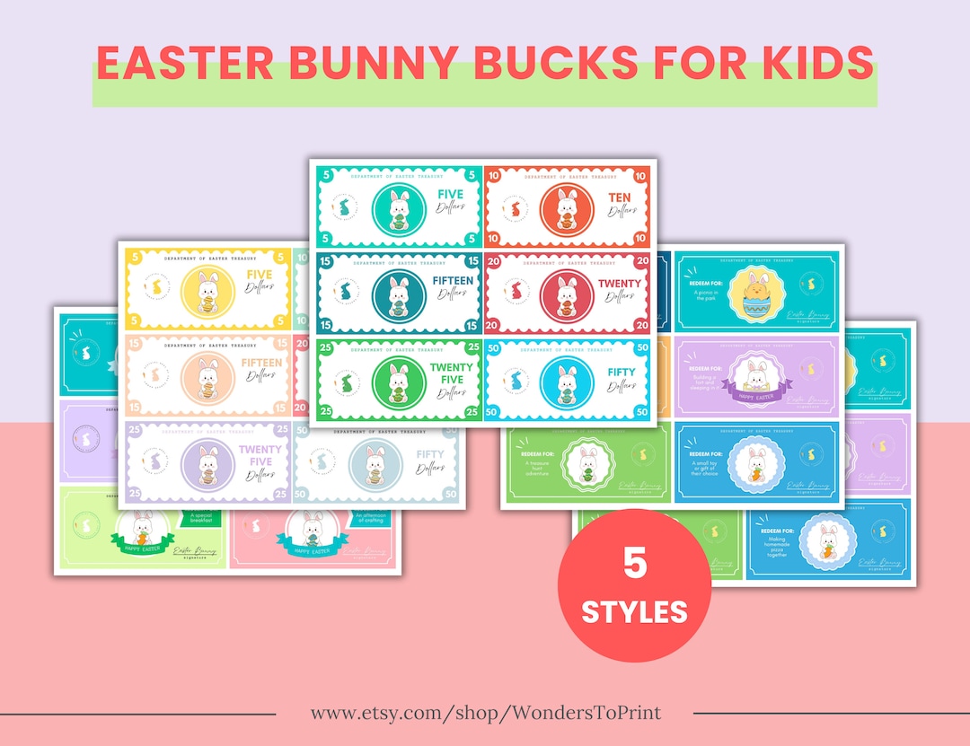 Bunny Bucks Templates | Printable Easter Bunny Bucks | Bunny Dollar ...