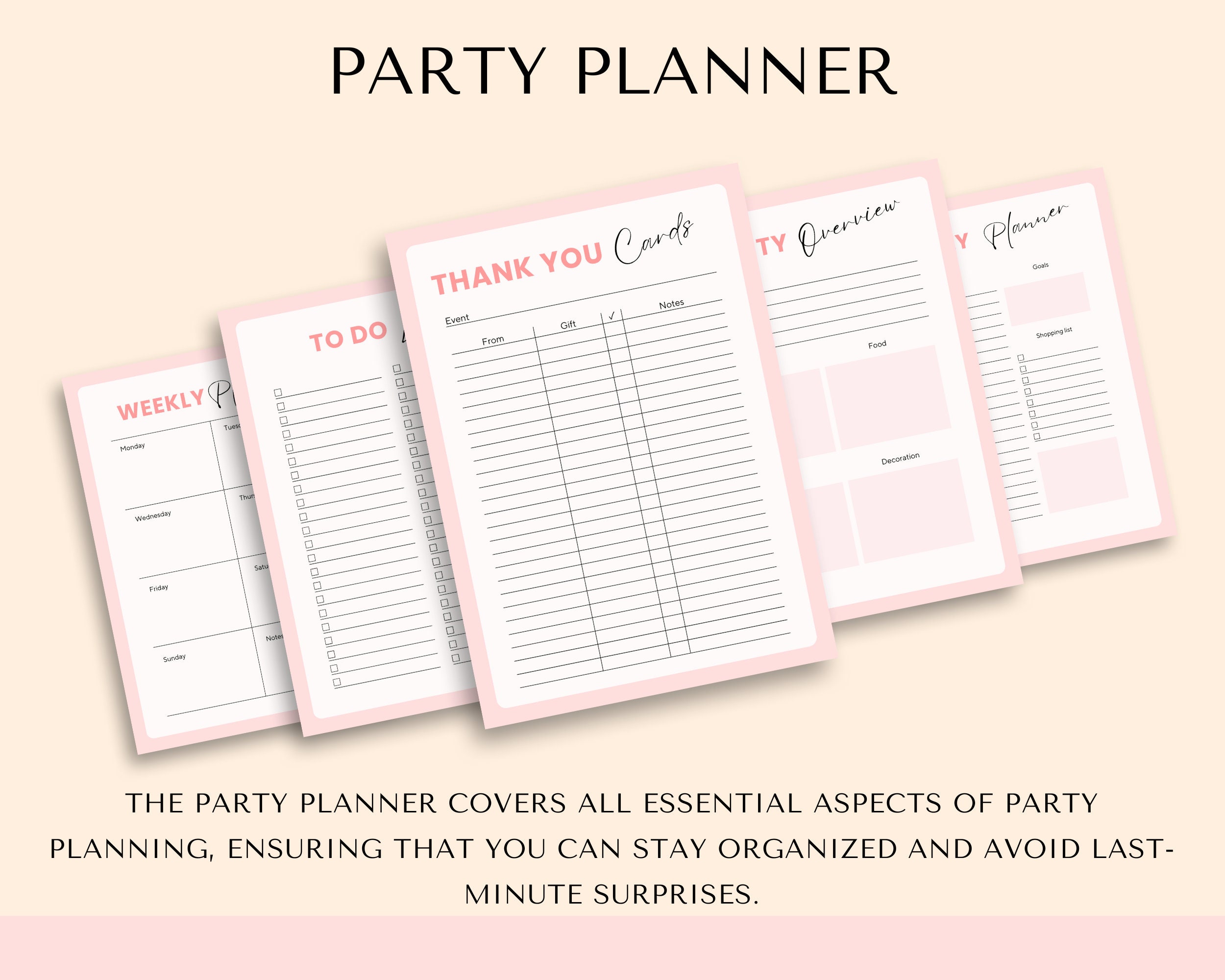 Party Planner, Printable Event Planner Organizer, Editable Birthday ...