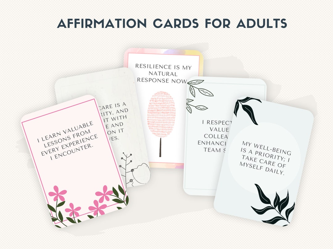 Self-care Affirmation Cards for Adults - 50-card Pack, Printable 5x7 ...