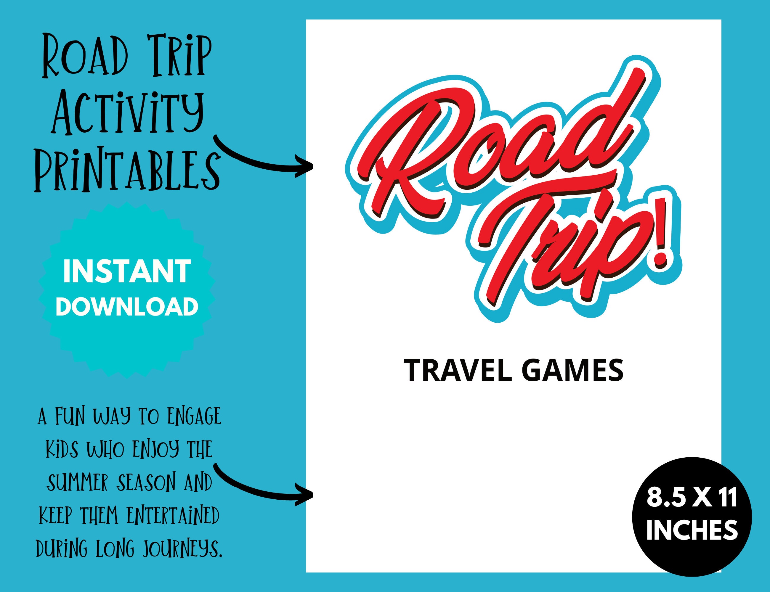 Road Trip Activities for Kids, Printable Car Journey Activity Pack ...