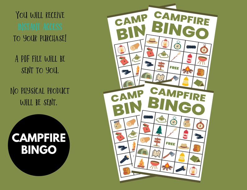 Camping Bingo Cards, Printable Outdoor Kids Adventure & Bonding Game ...