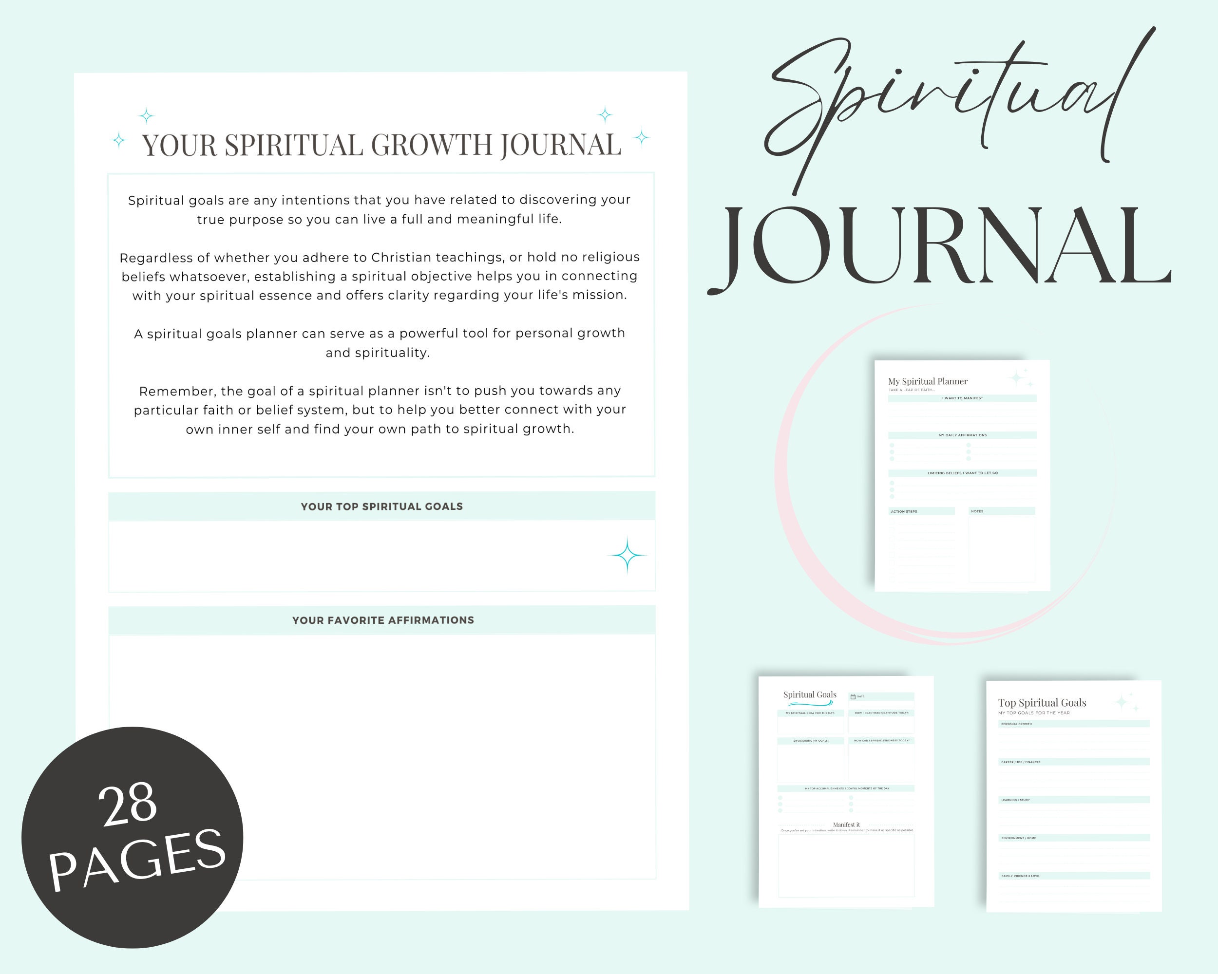 Spiritual Growth Journal, Printable Spiritual Goal Planner ...