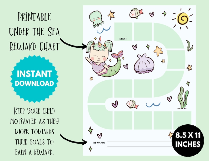 Under the Sea Reward Chart for Kids Printable Ocean Behavior - Etsy