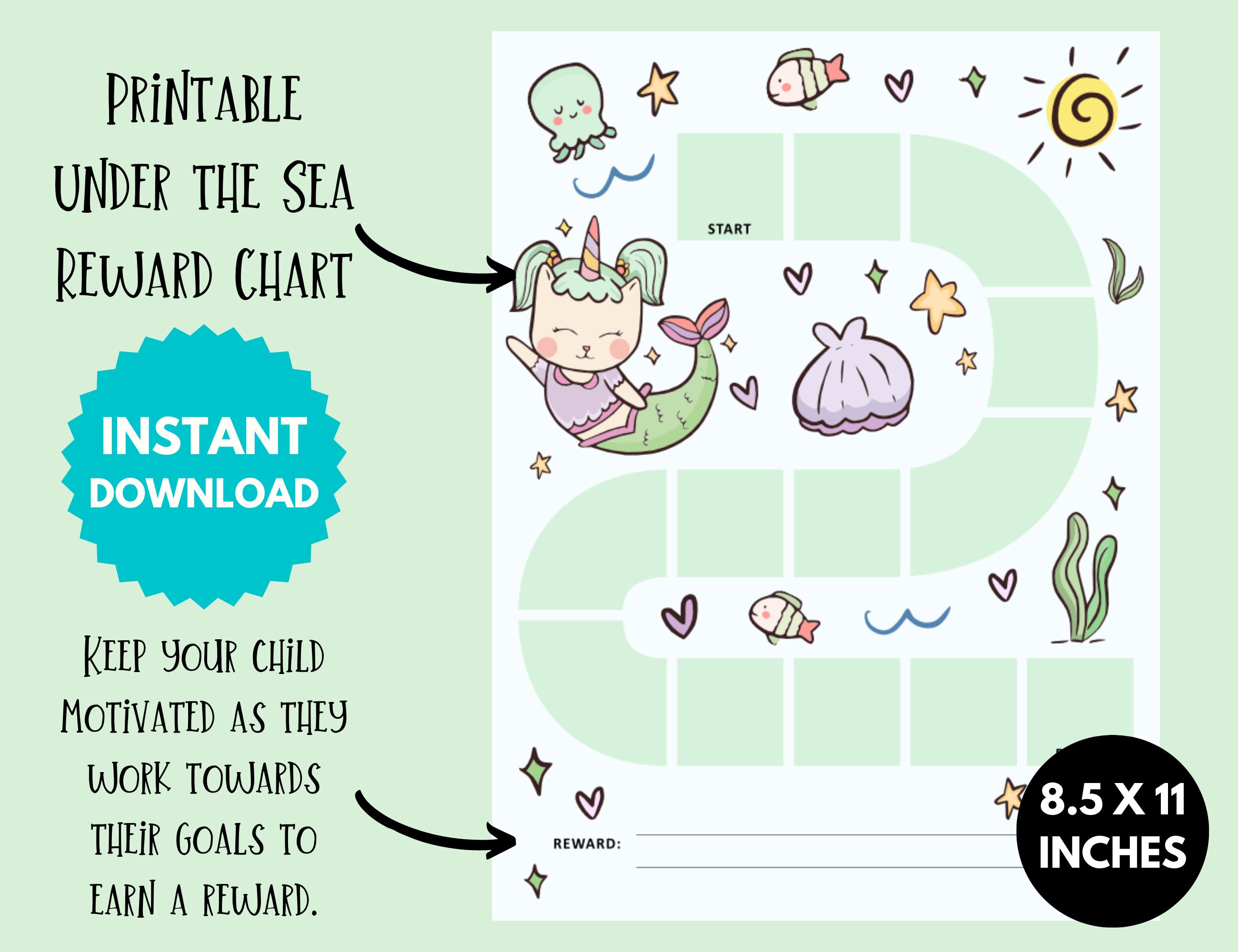 Under the Sea Reward Chart for Kids, Printable Ocean Behavior Chart ...