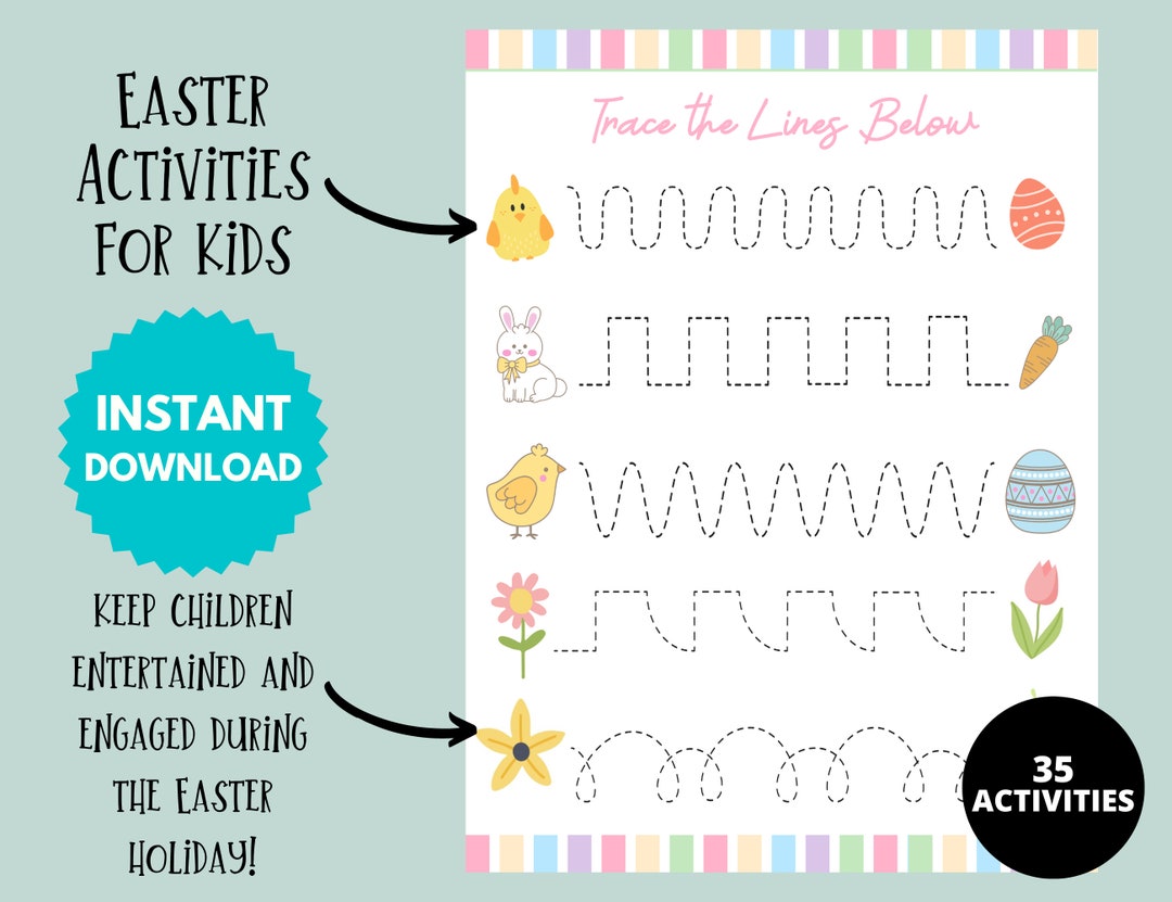 Easter Activities for Kids Printable Pack, Worksheet Bundle, Easter ...