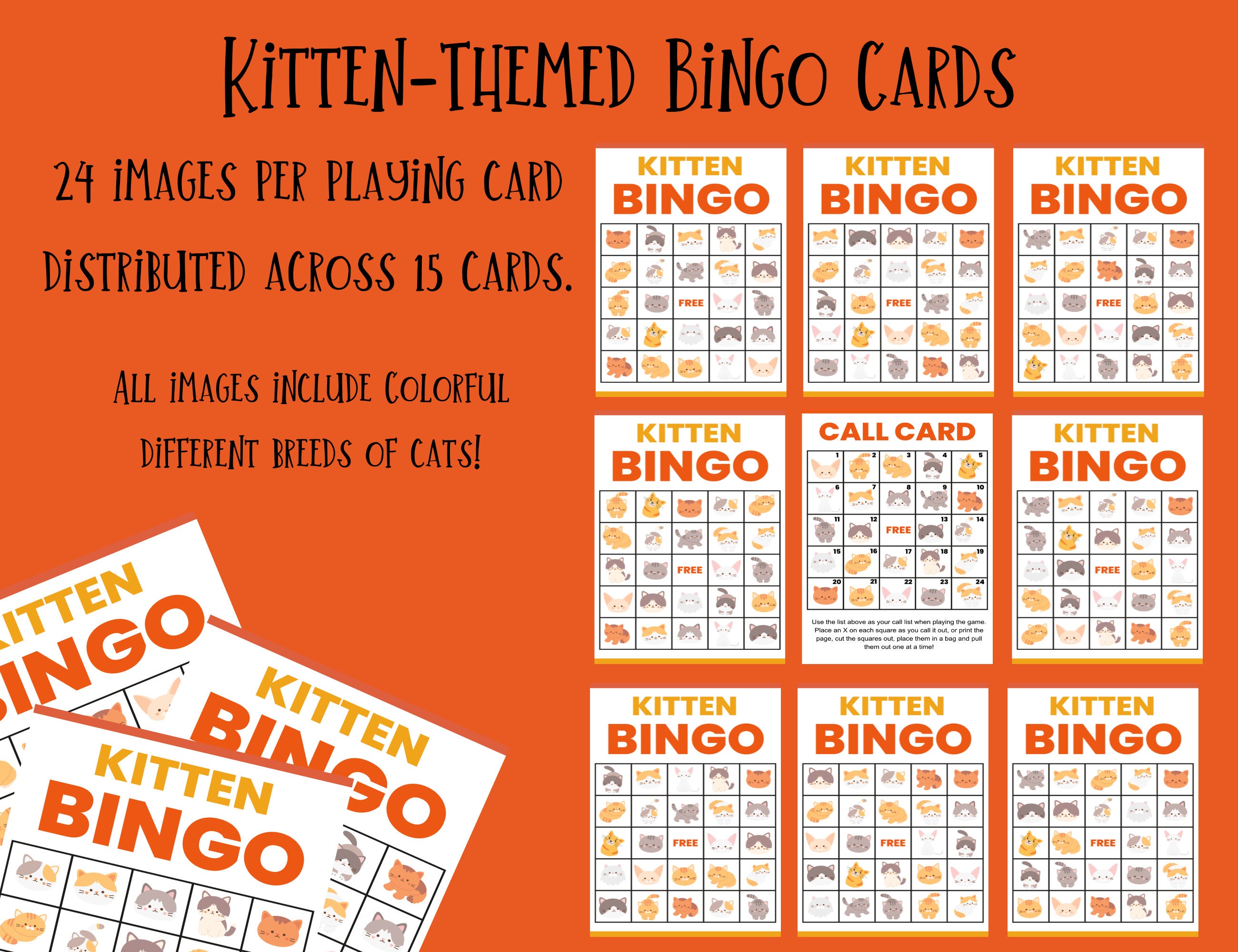 Kitten Bingo Cards, Purrfectly Fun Kitty Cat Activities Gift, Birthday ...