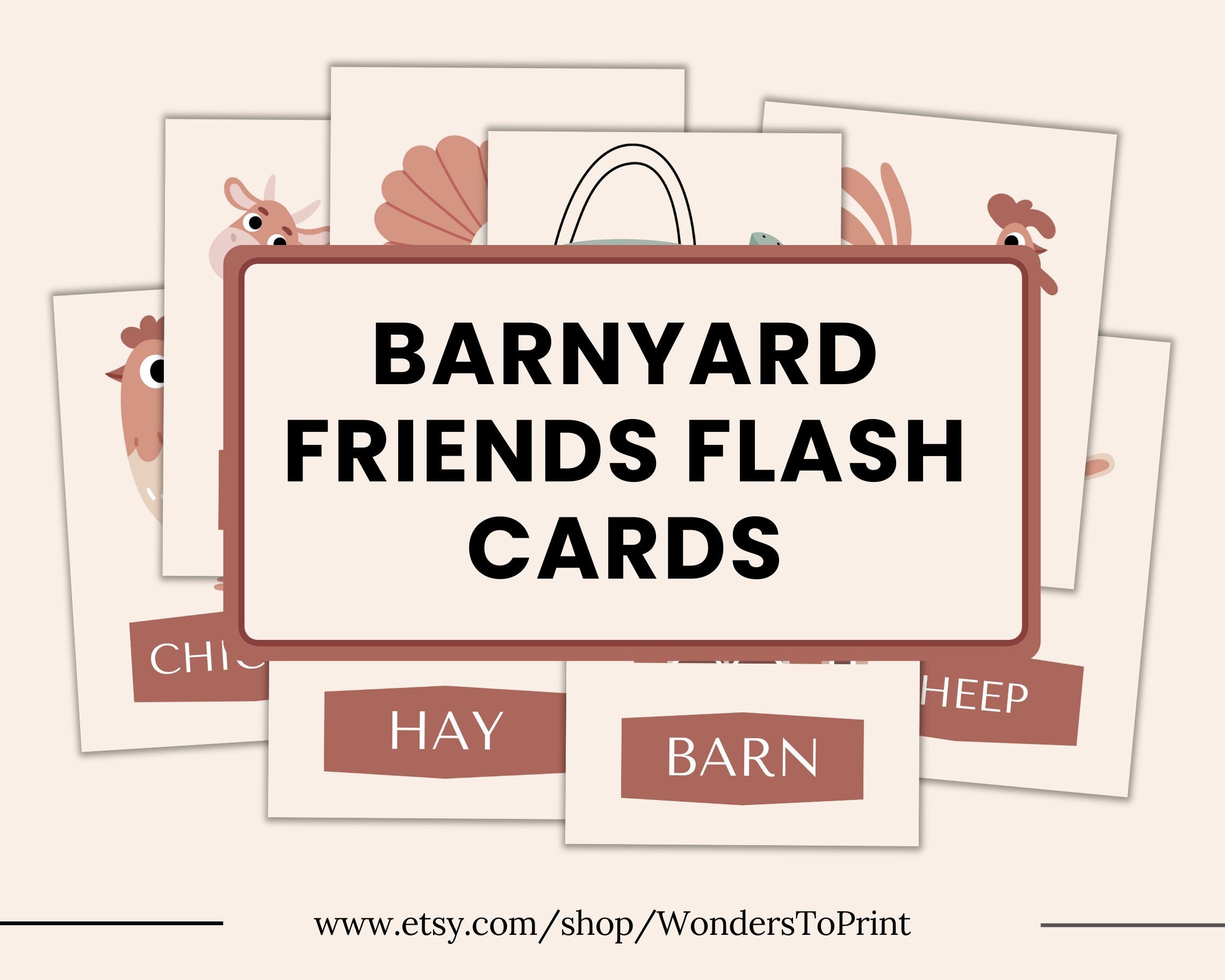 Barnyard Friends Flash Cards | Farm Animals Flash Cards | Preschool ...