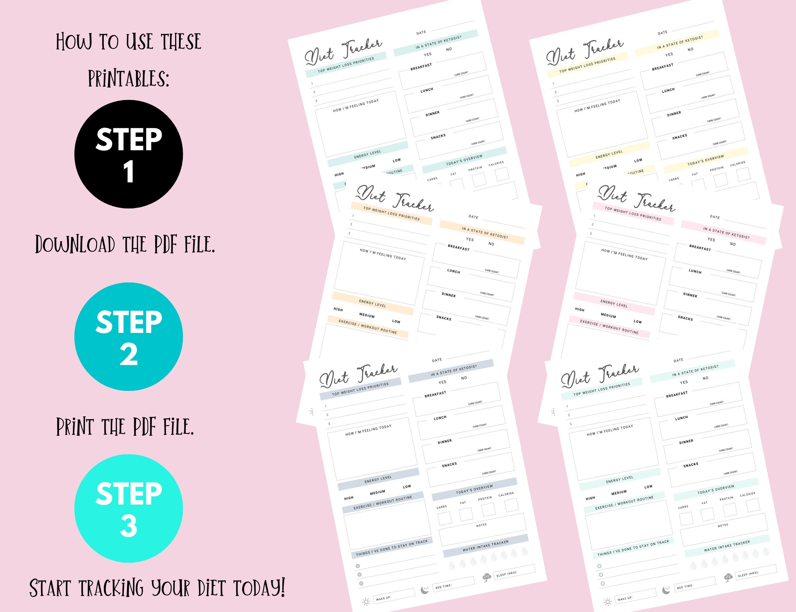 Printable Diet Tracker Printable Diet Tracker Template Food - Etsy Portugal