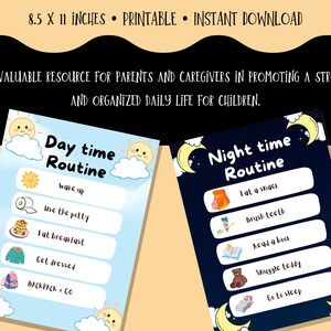 Routine Chart for Kids, Printable Morning & Evening Responsibility ...
