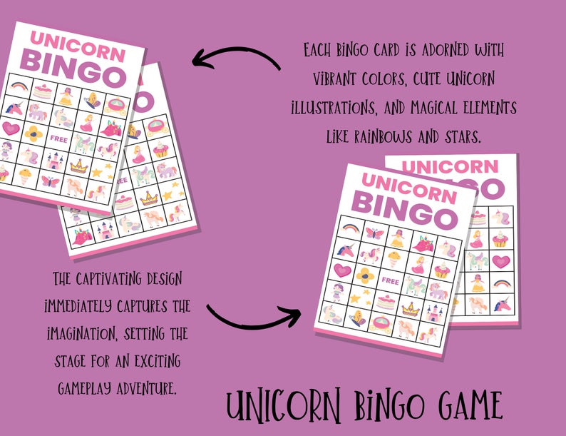 Unicorn Bingo Cards, Printable Unicorn Birthday Game, Magical Party ...