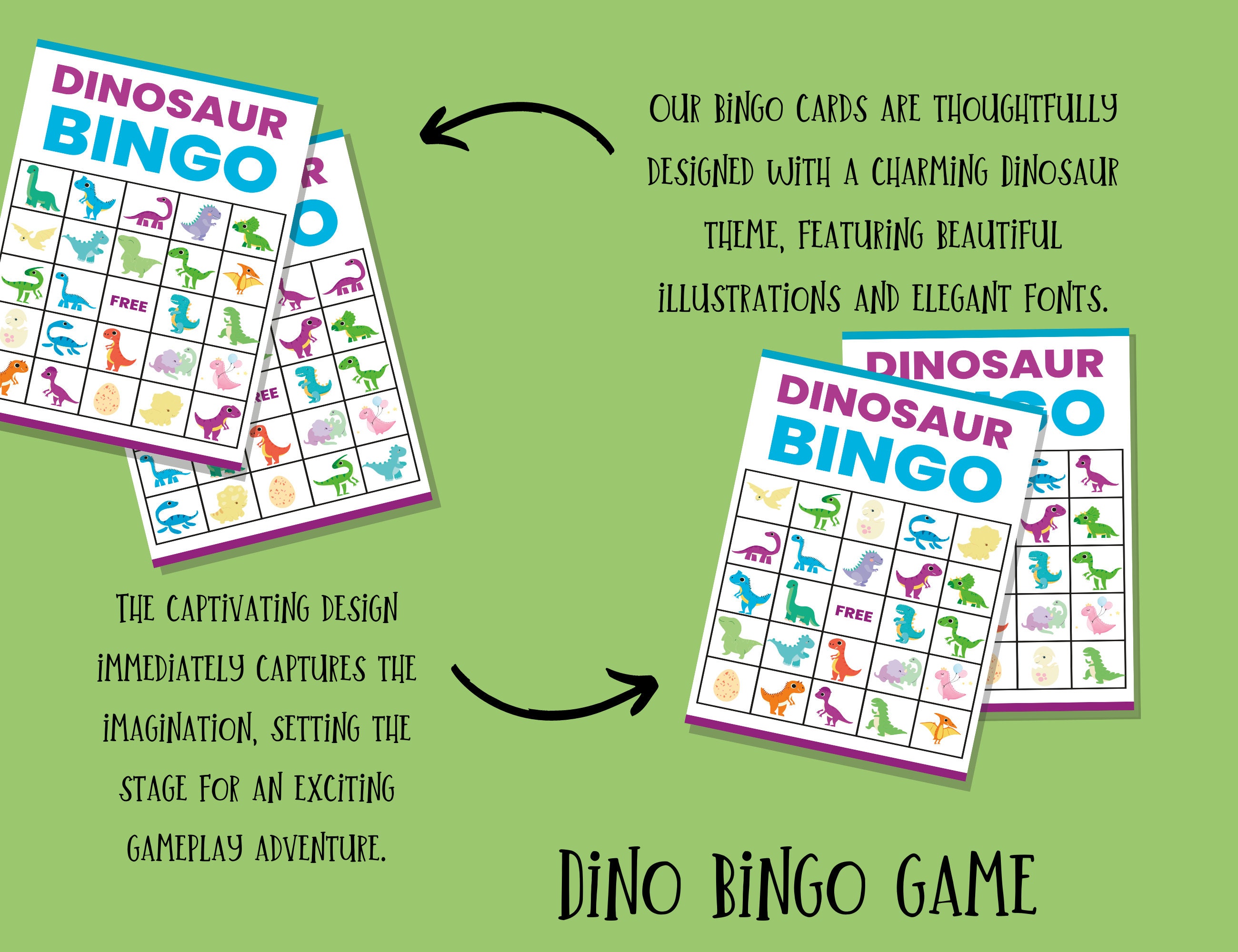 Dinosaur Bingo Cards, Printable Prehistoric Party Game, Fun Dino-themed ...