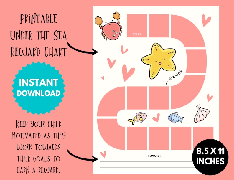 Under the Sea Reward Chart for Kids, Printable Ocean Behavior Chart ...
