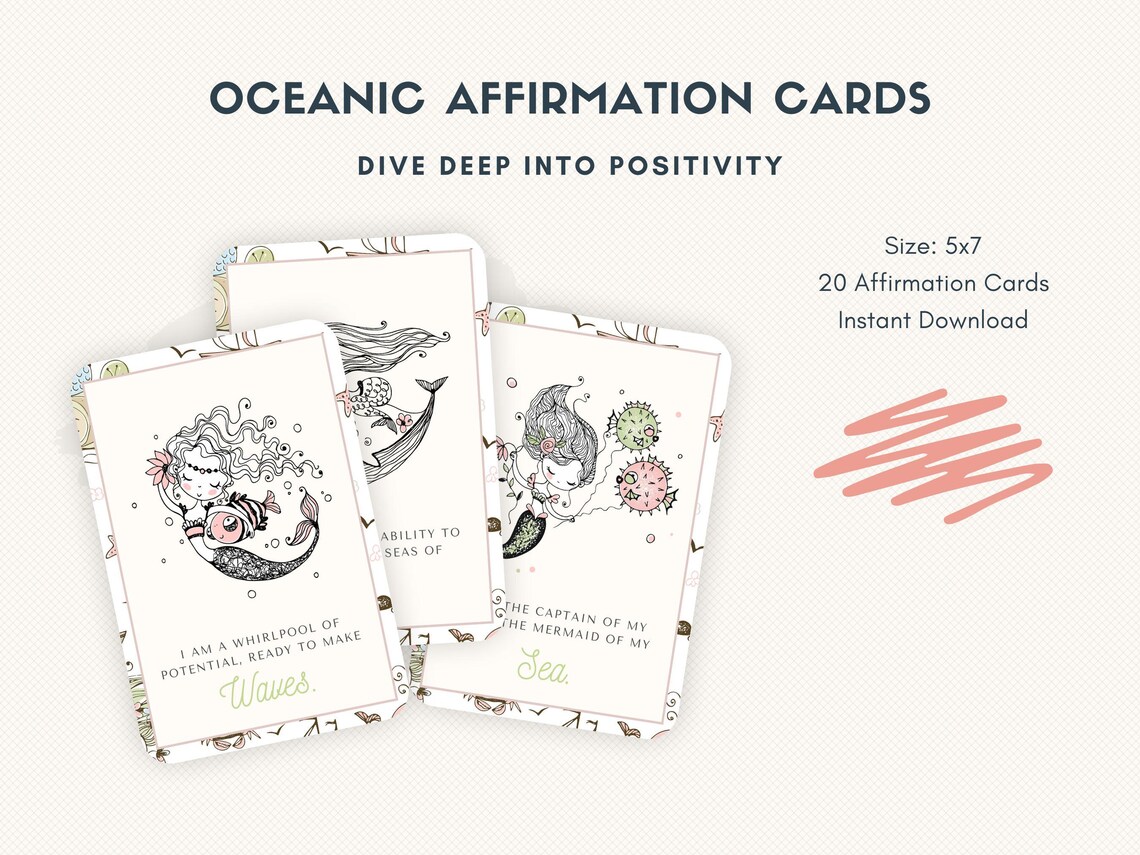 Mermaid Positive Affirmation Cards | Motivational Cards for Teen Girls ...