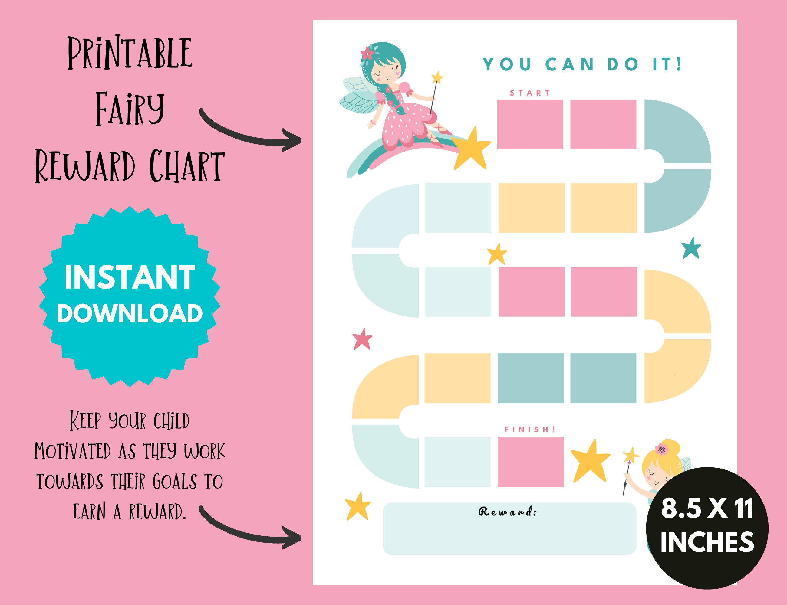 Fairy Reward Chart for Girls, Magical Behavior Chart, Daily Chore Chart ...