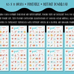 Ocean Bingo Cards With Sea Animal Friends, Printable Marine Life Party ...