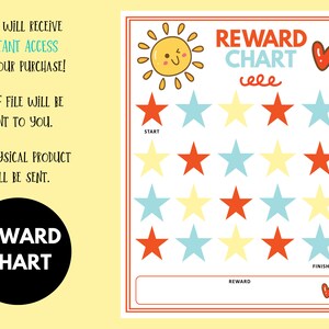 Sunshine Reward Chart for Kids, Printable Sun & Stars Behavior Chart ...