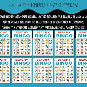 Beach Bingo Cards, Printable Beachy-themed Party Game, Fun Summer ...