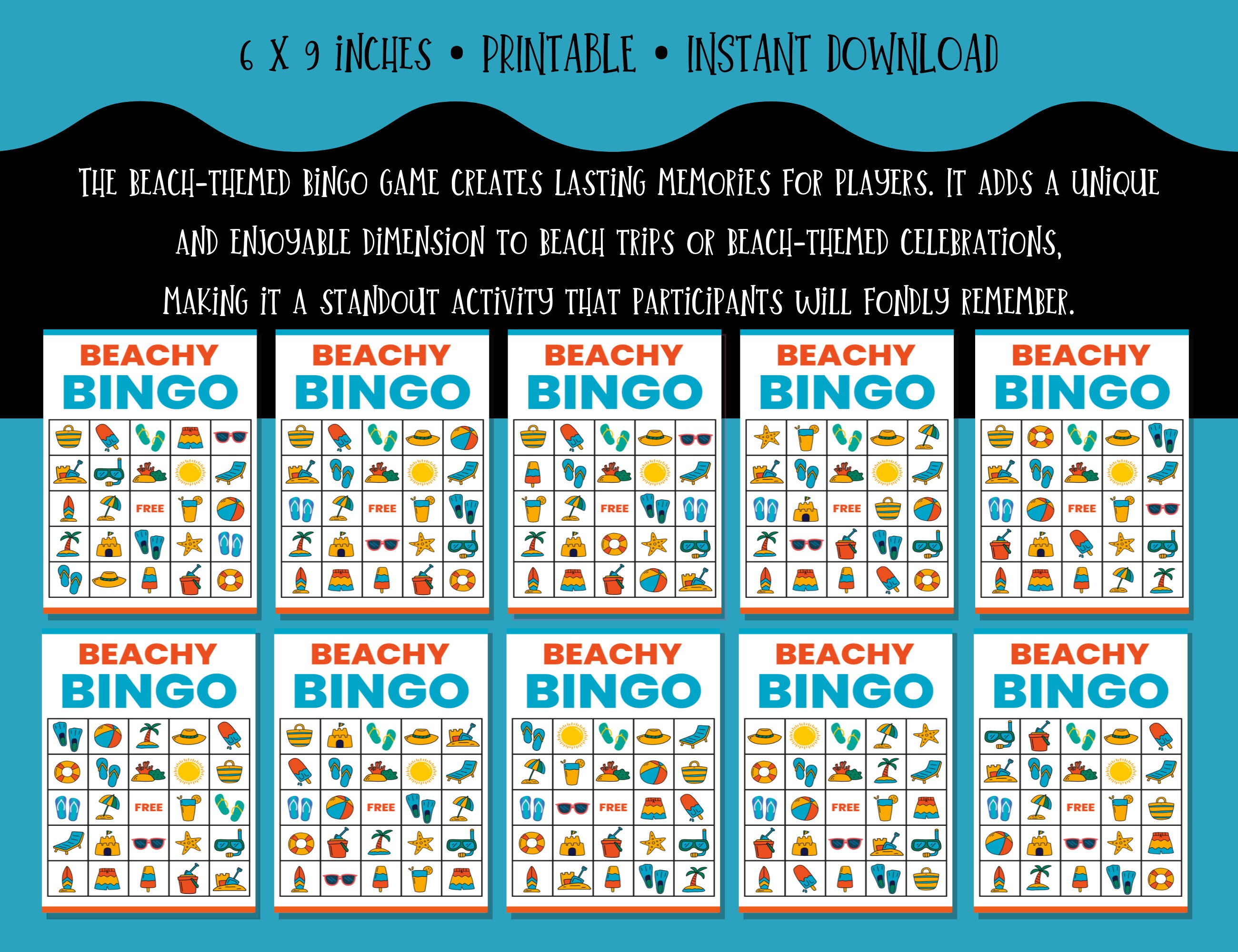 Beach Bingo Cards, Printable Beachy-themed Party Game, Fun Summer ...