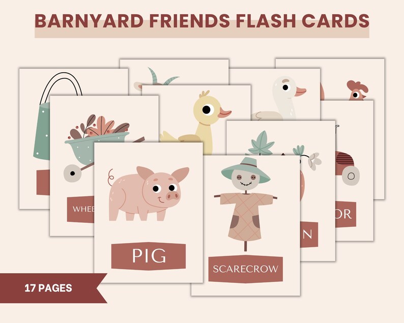 Barnyard Friends Flash Cards | Farm Animals Flash Cards | Preschool ...