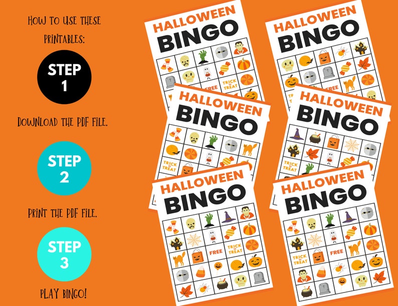 Halloween Bingo Cards, Printable Holiday Classroom Party Game, Spooky ...