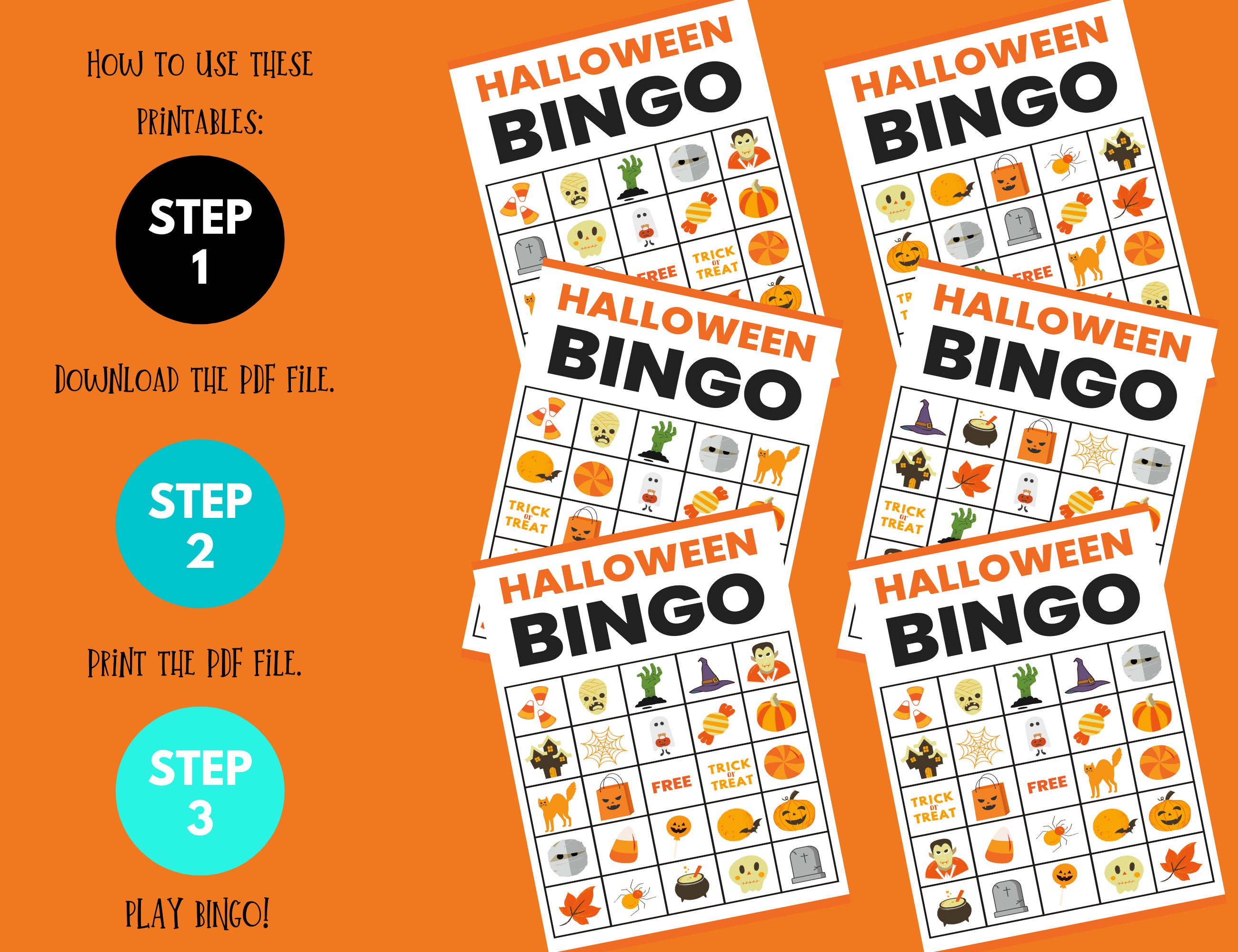 Halloween Bingo Cards, Printable Holiday Classroom Party Game, Spooky ...