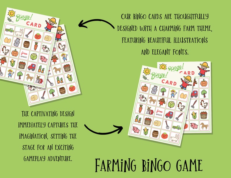 Farm Bingo Cards, Printable Barnyard Entertaining Game for All Ages ...