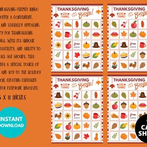 Printable Thanksgiving Bingo Cards, Festive Holiday Party Game, Fall ...