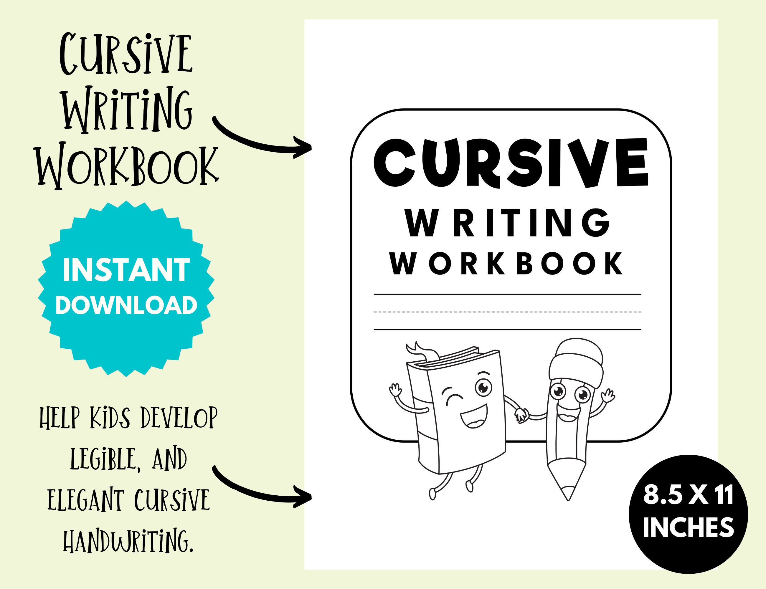 Cursive Handwriting Worksheets for Kids Printable Cursive - Etsy