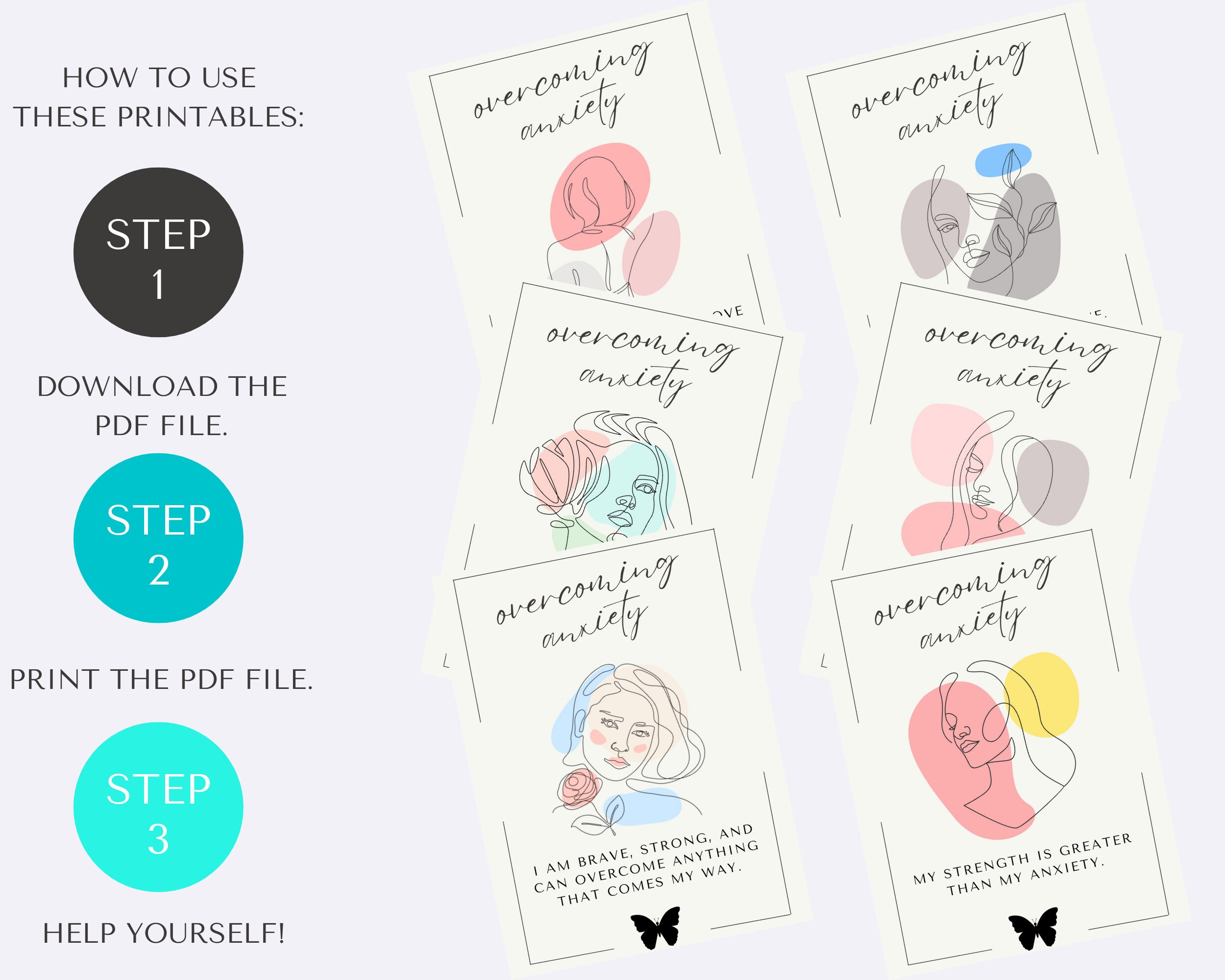 Overcoming Anxiety Affirmation Cards, Printable Affirmation Card Deck ...