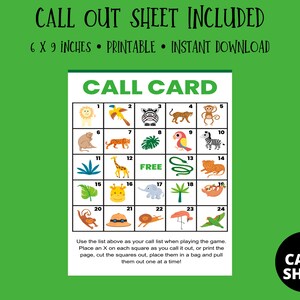 Safari Bingo Cards, Printable Educational Jungle Party Game, Fun ...