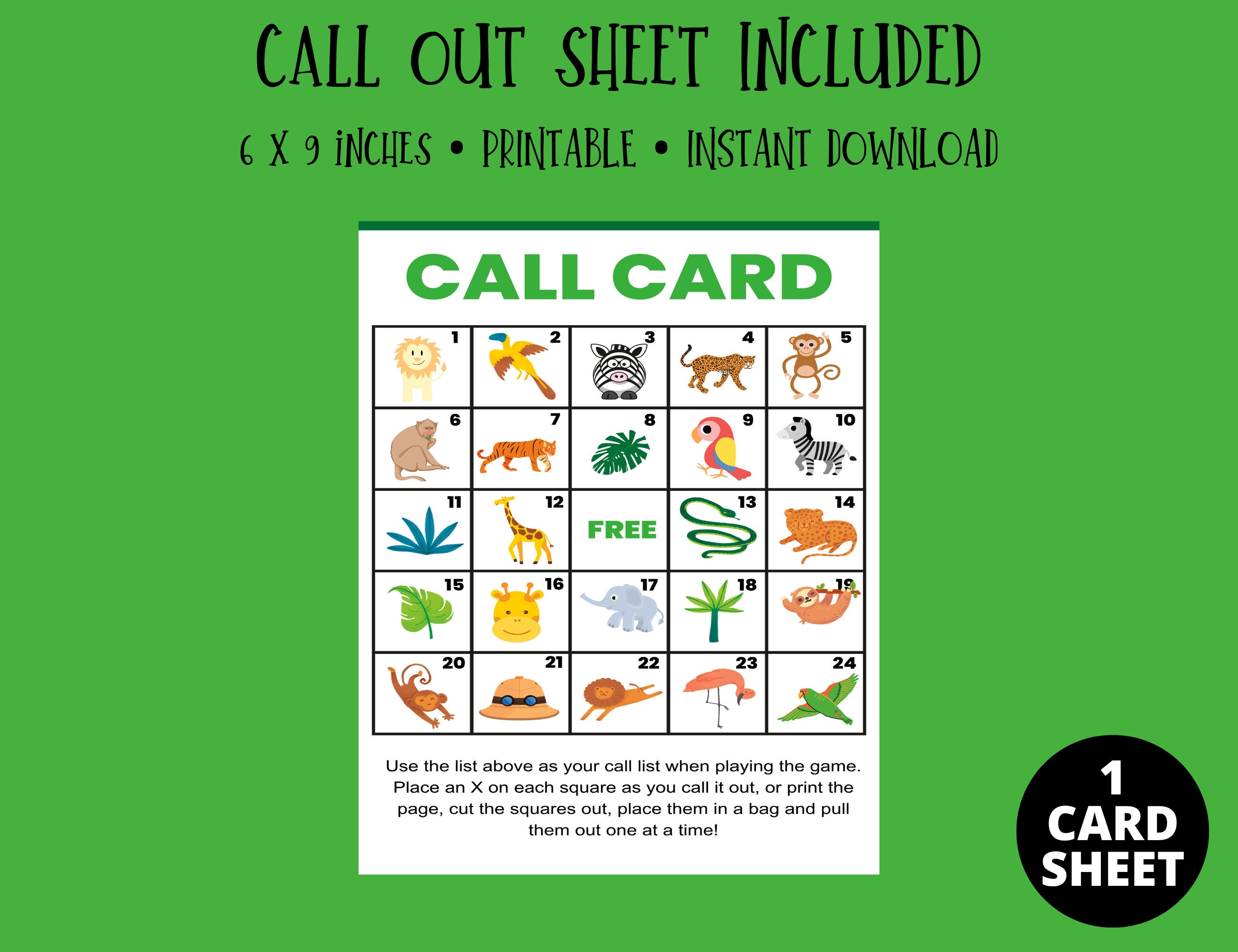 Safari Bingo Cards, Printable Educational Jungle Party Game, Fun ...