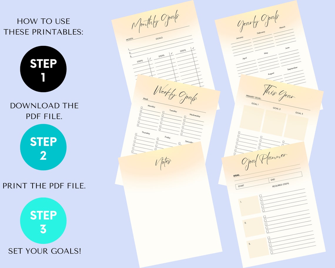 Goal Planner BUNDLE 2023 Goal Tracker Journal Printable - Etsy