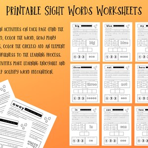 Printable Dolch Sight Word Worksheets for Pre-k & Kindergarten ...