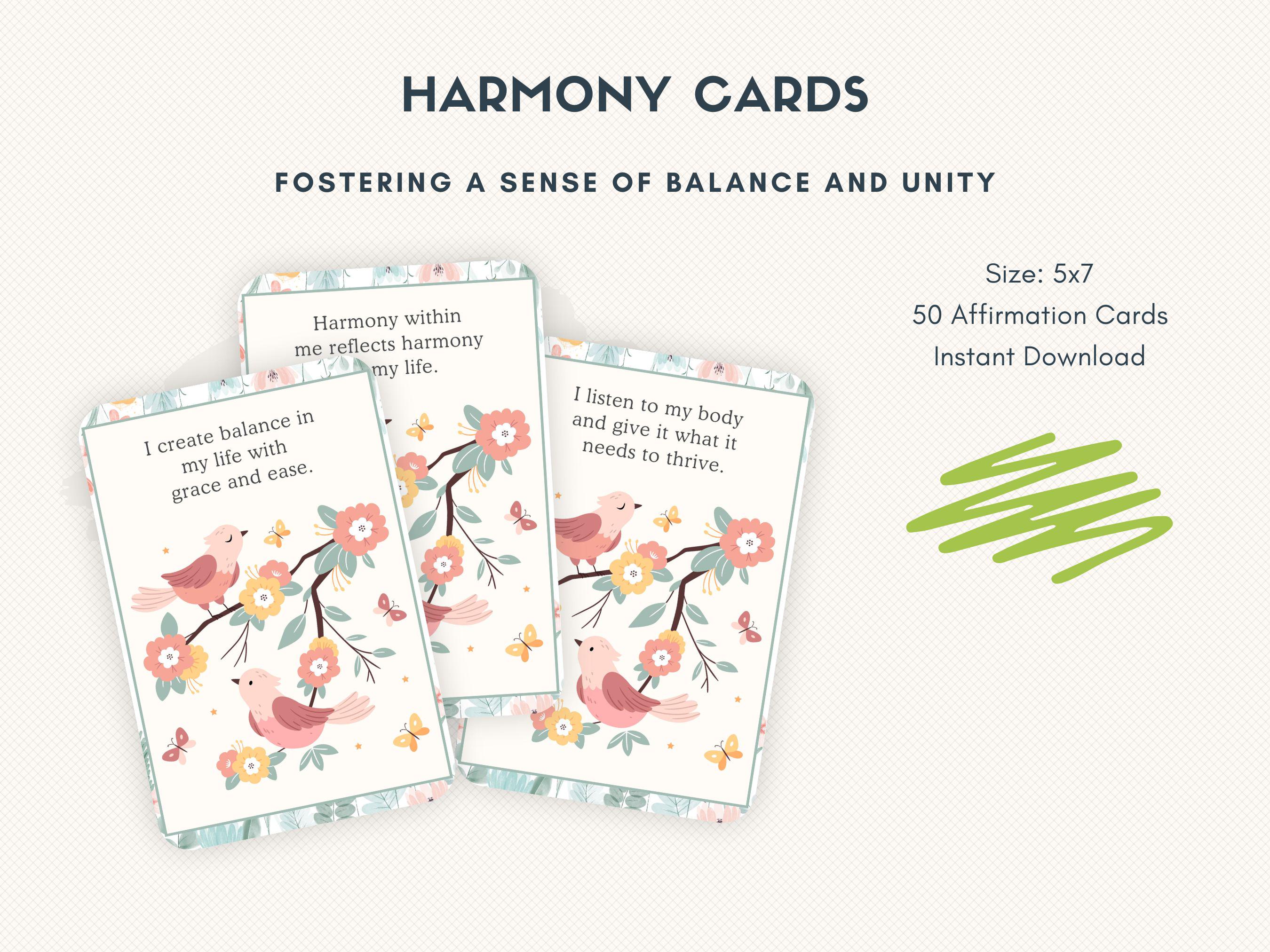 Balance and Harmony Affirmation Cards Harmony Cards Stress Relief Cards ...