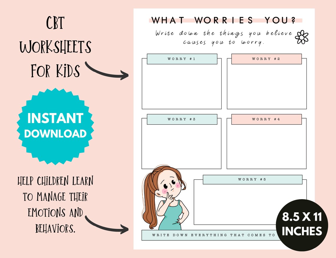 CBT Worksheets for Kids Bundle Mental Health Printable Cbt - Etsy