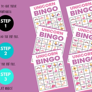 Unicorn Bingo Cards, Printable Unicorn Birthday Game, Magical Party ...