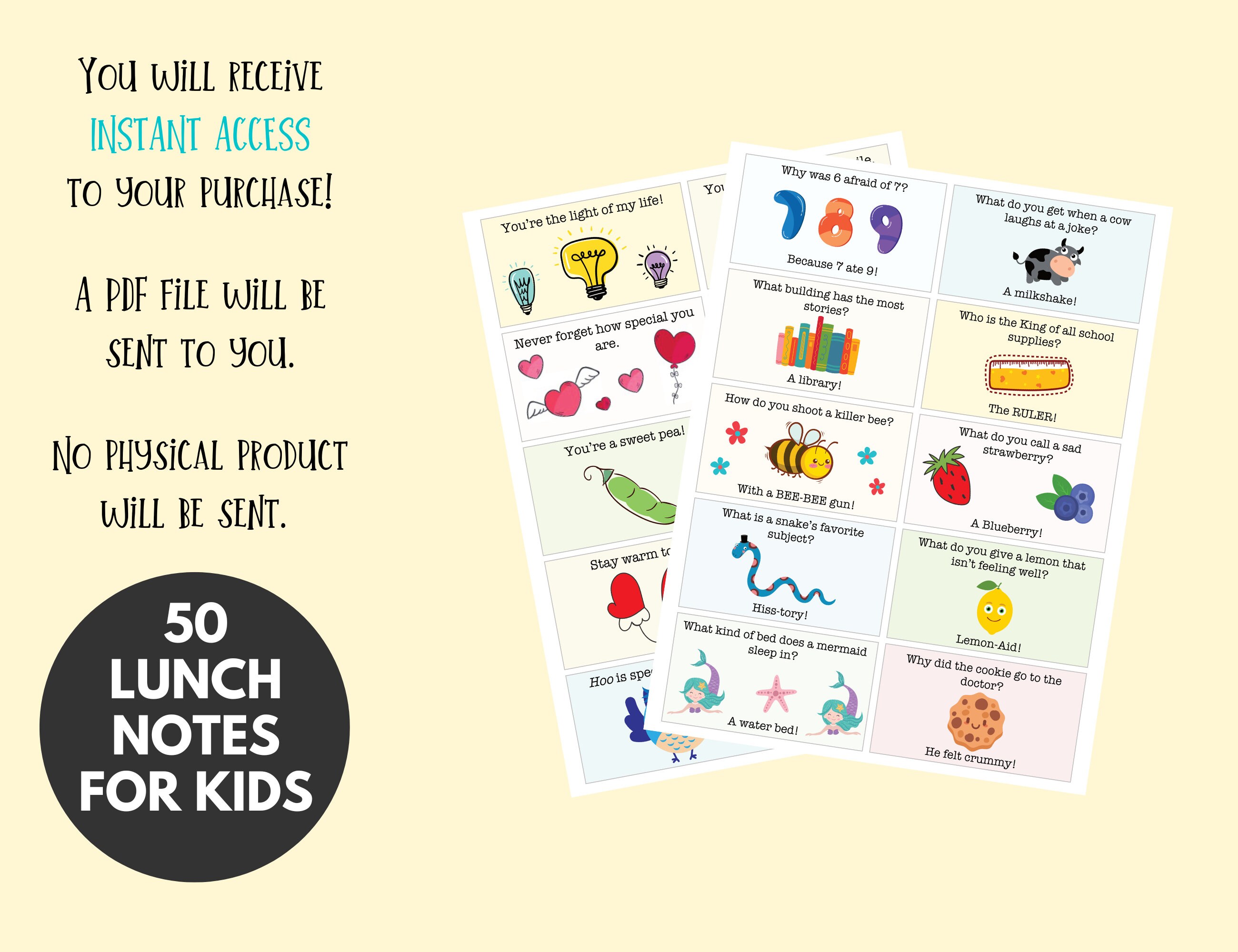 Printable Lunch Box Notes, Lunch Box Notes, Notes for Kids ...