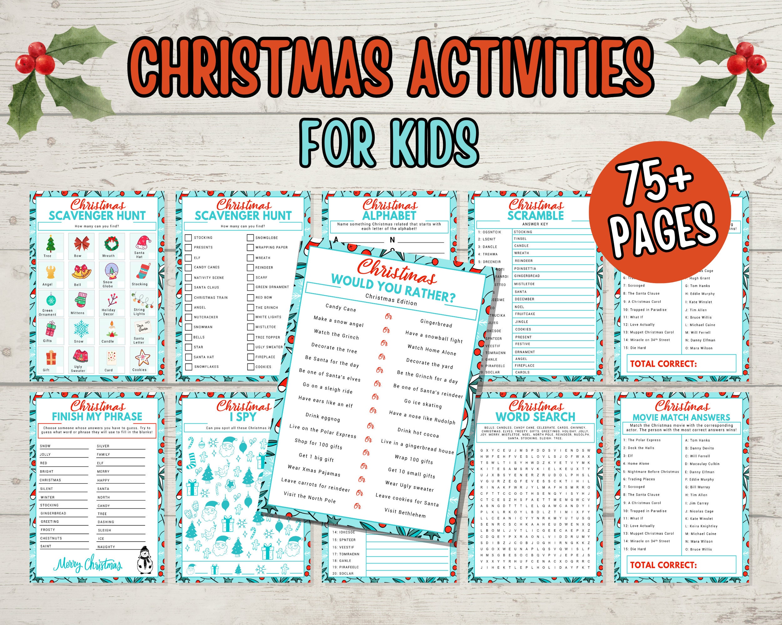 Christmas Activities for Kids, Printable Christmas Prints Set ...
