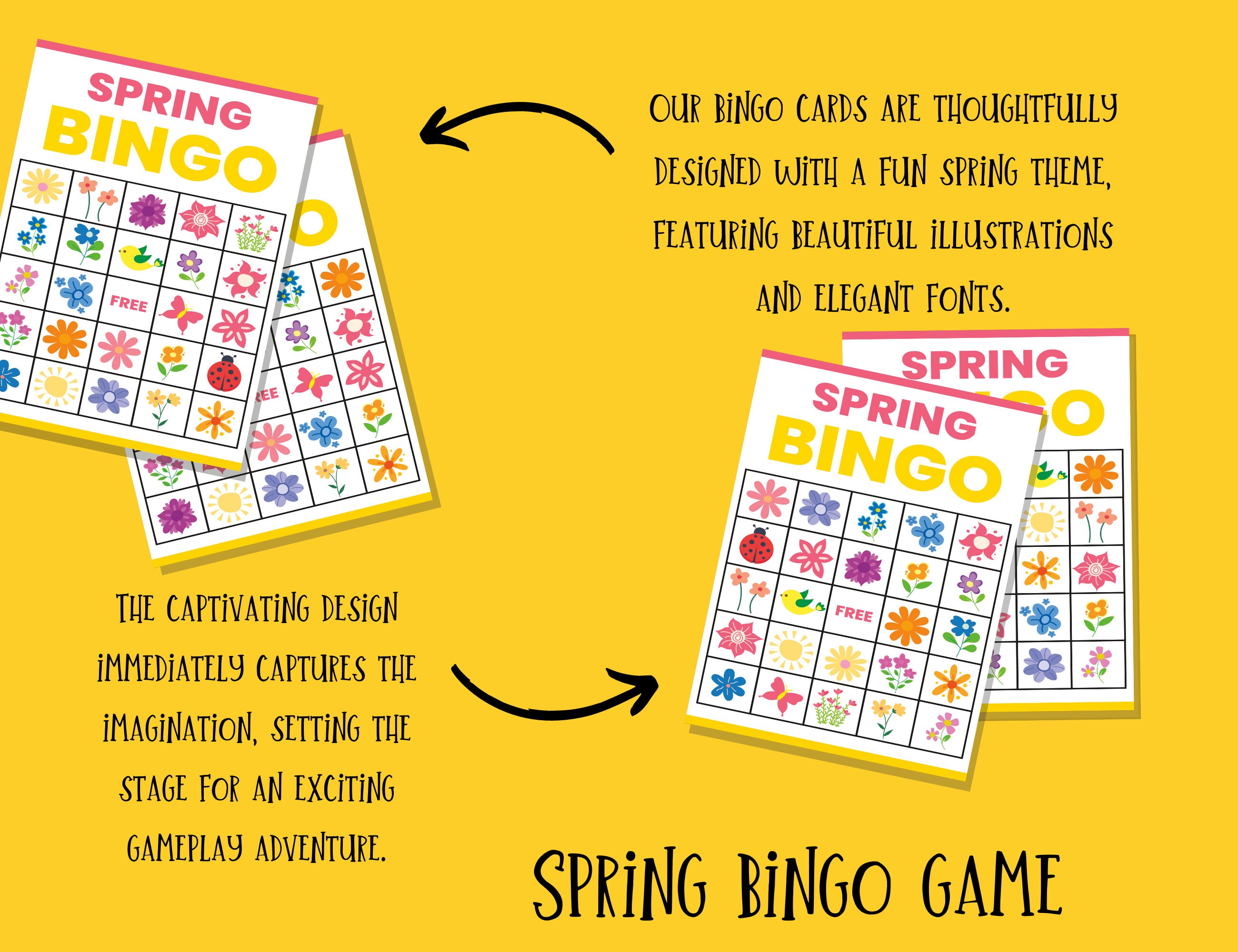 Spring Bingo Cards, Printable Springtime Easter Party Game, Fun ...