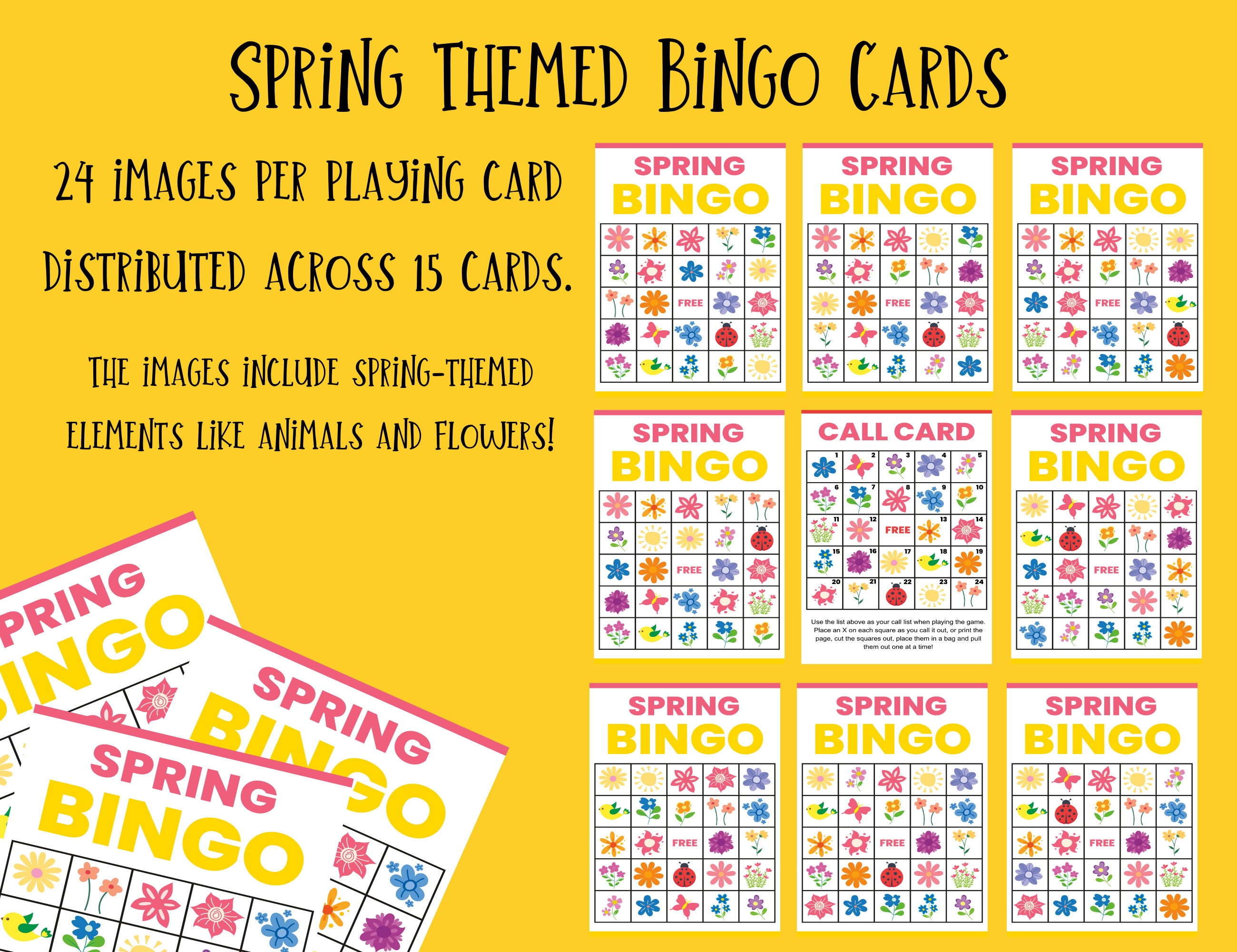 Spring Bingo Cards, Printable Springtime Easter Party Game, Fun ...