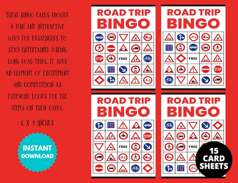 Road Trip Bingo Cards, Printable Travel Party Game, Fun Engaging ...