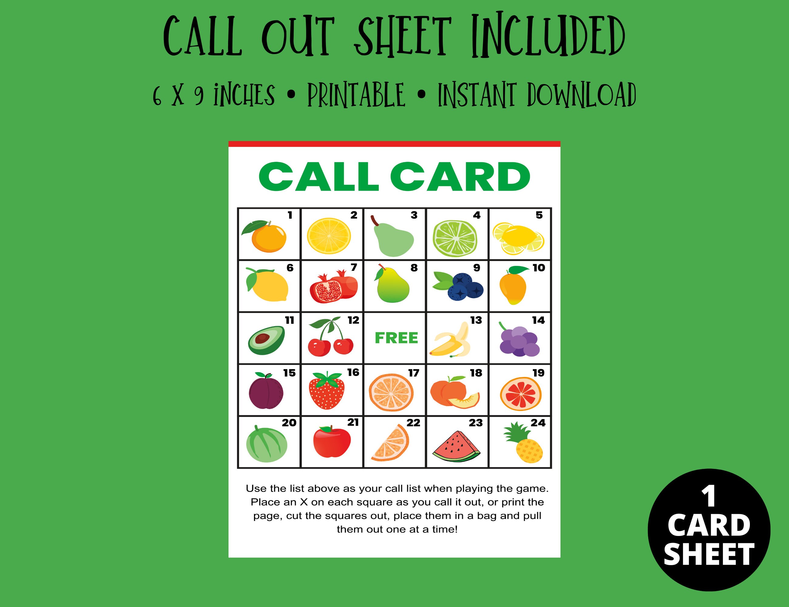 Fruit Bingo Cards, Printable Educational Garden Party Game, Fun Fruity ...