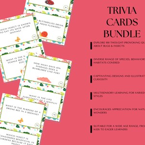 Bugs & Insects Trivia Cards Set, Trivia Game Printable, Trivia Night ...