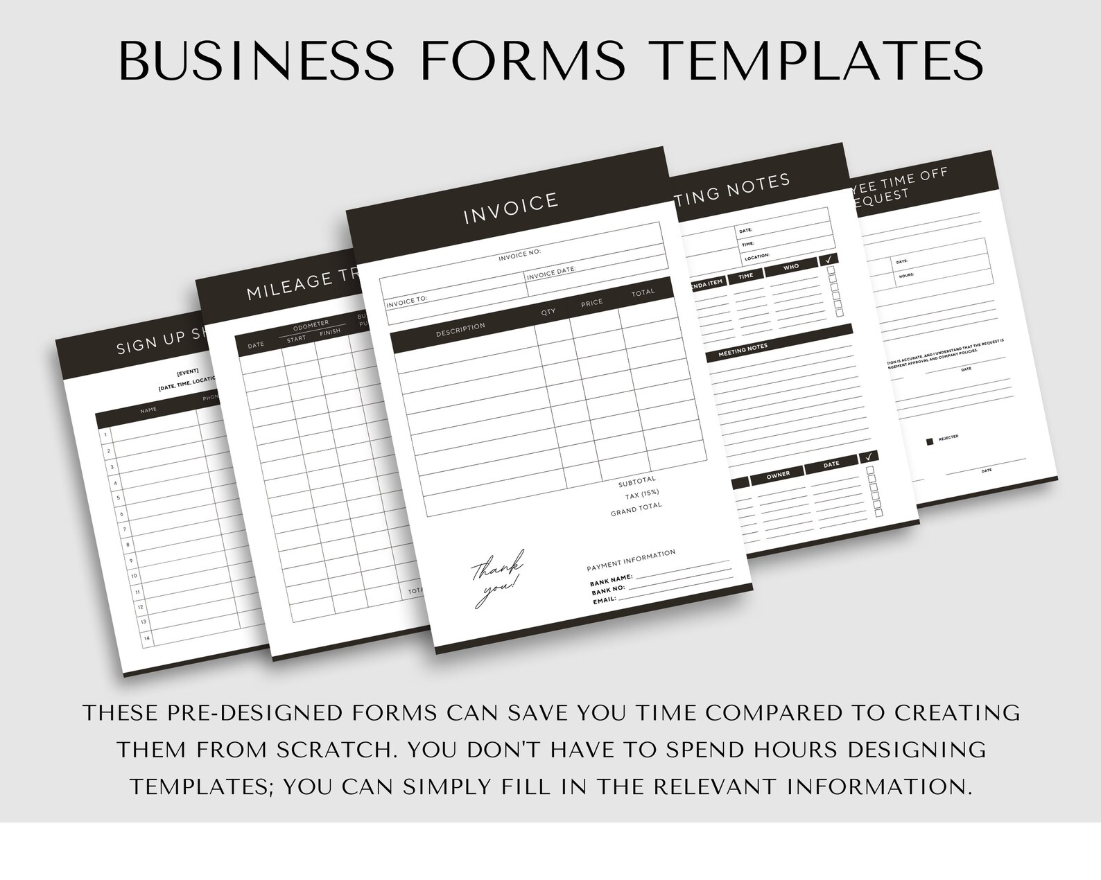 Business Forms, Printable Small Business Forms, Editable Professional ...